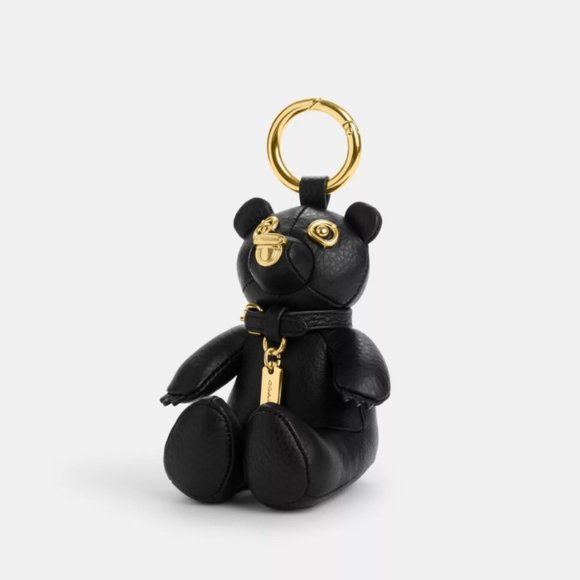 Coach | Accessories | Nwt Coach Bear Bag Charm Black Leather Purse ...